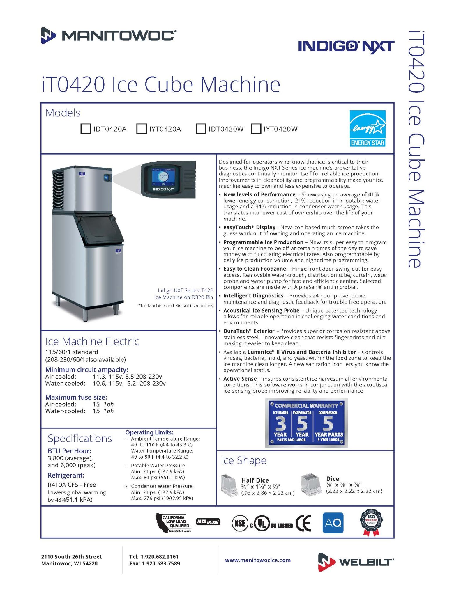 Manitowoc Spec Sheets – Southern Ice Equipment Distributors
